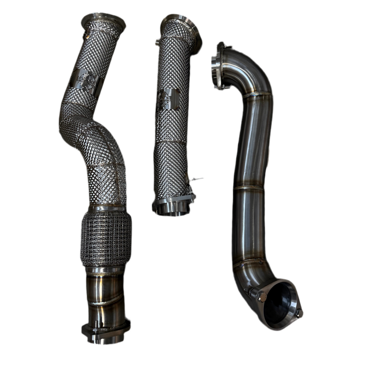 MBS G8X S58 Heatshield Catless Downpipes w/ Crossover Pipe - G80 M3 G8 ...